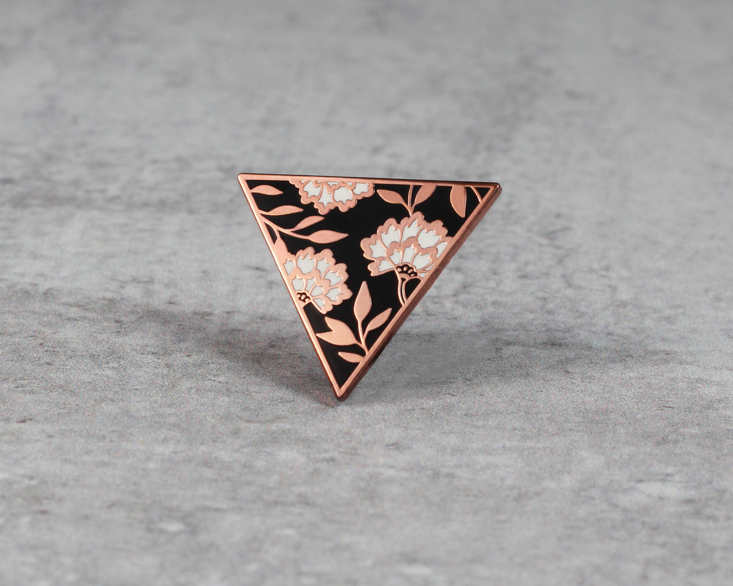 Art Deco Floral Triangle Enamel Pin - Florafauna
