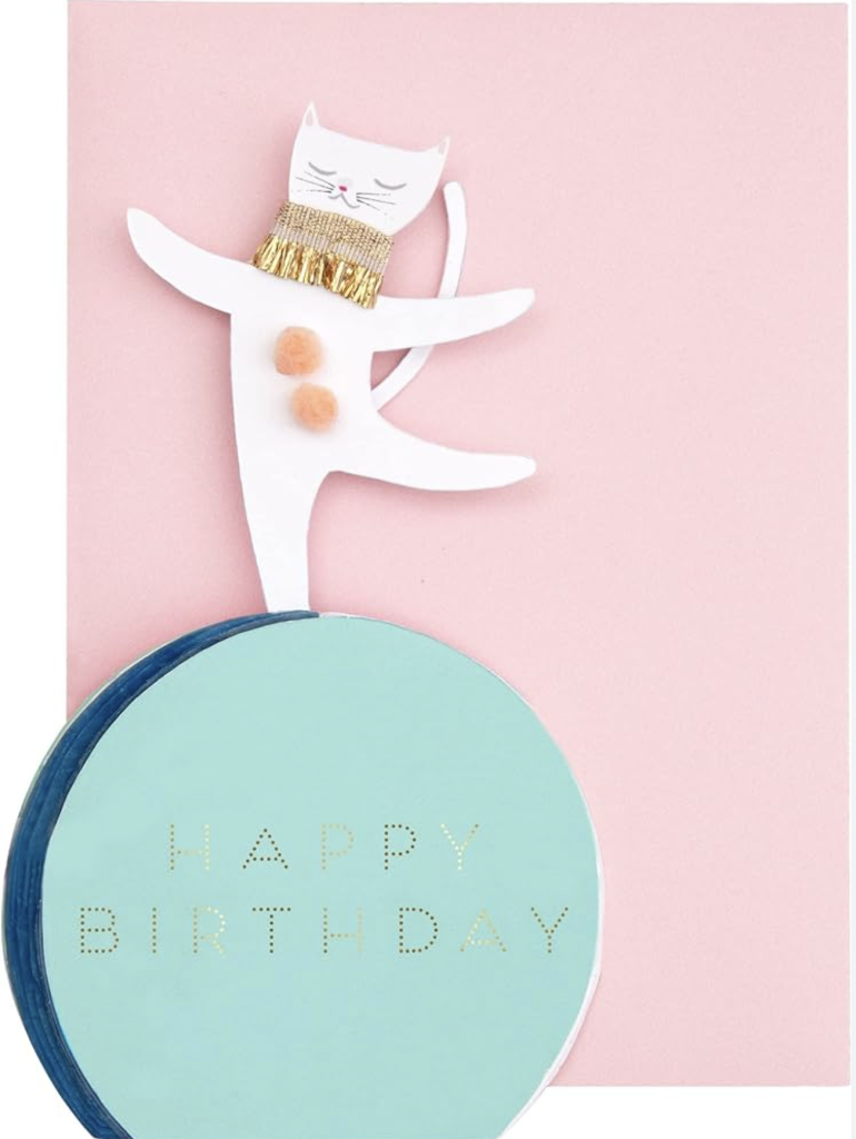 Dancing Cat Happy Birthday 3-d Stand Up Card - Meri Meri - Florafauna